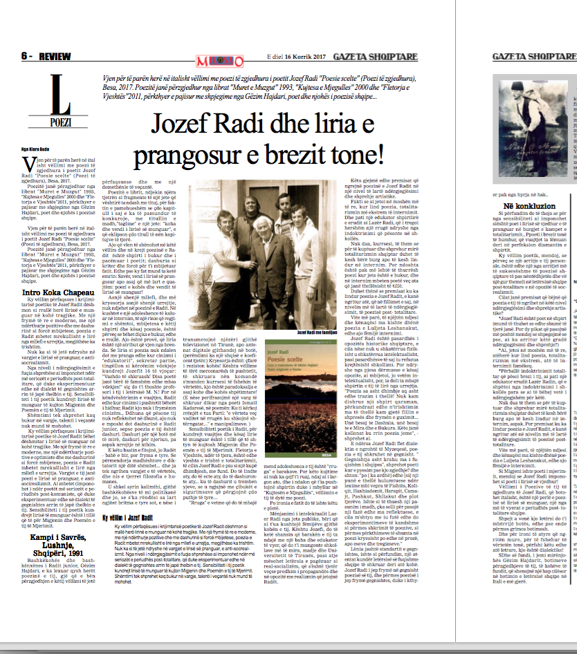 Jozef Radi dhe liria e prangosur e brezit tonë | Klara Buda Post